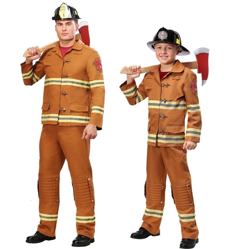 New fireman cosplay halloween costumes for adult children fire police ...
