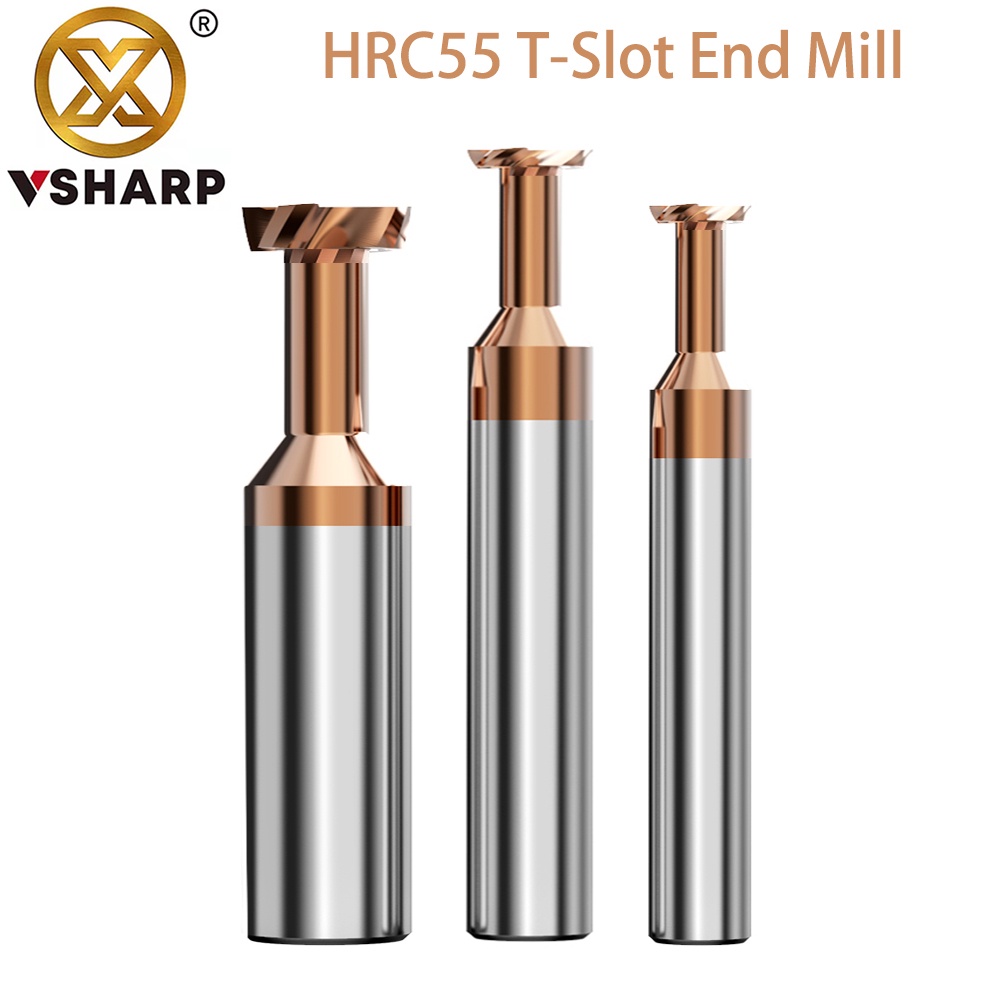 Vsharp HRC55 Tungsten Carbide Alloy Coating T Slot End Mill 4 Flutes T ...