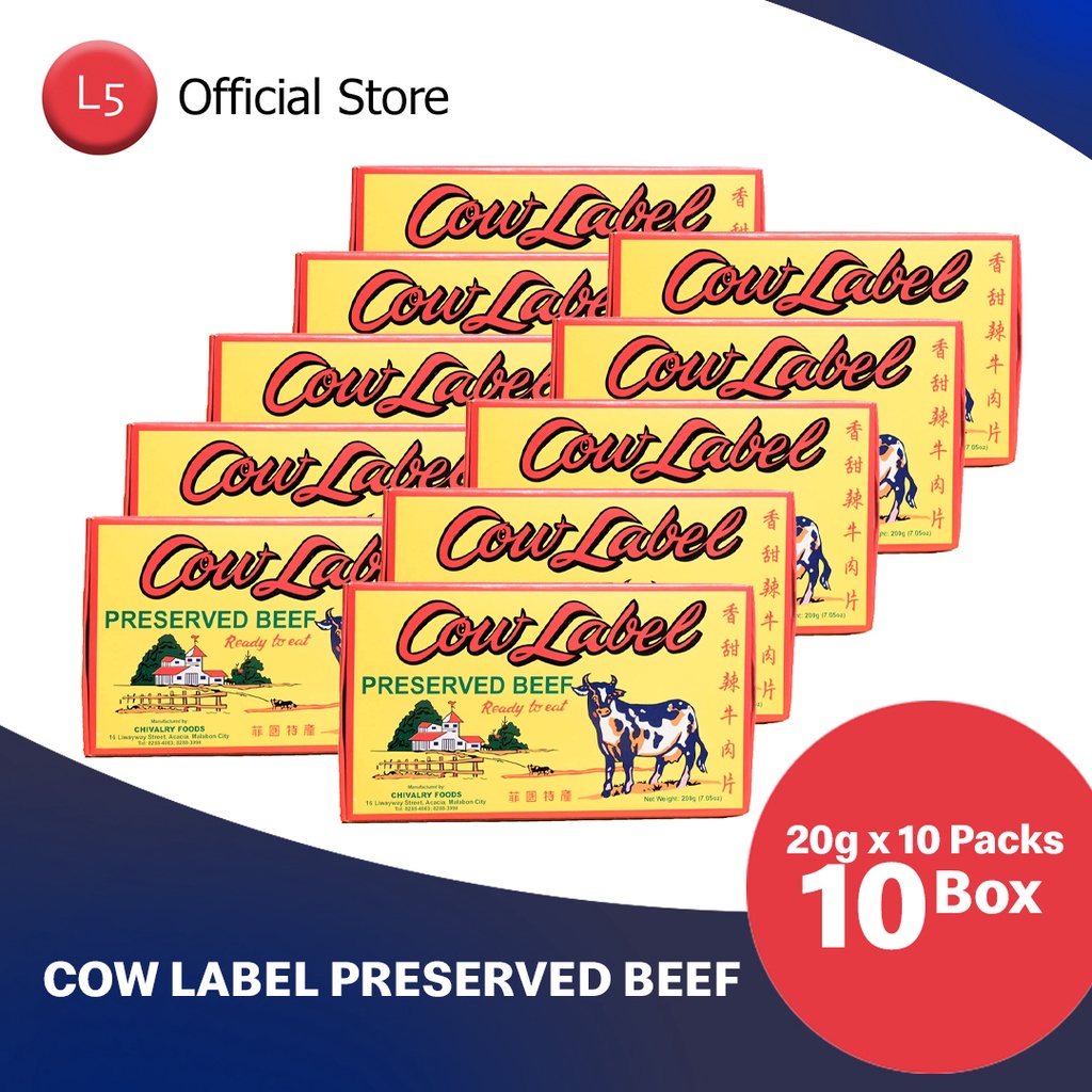 Cow Label Preserved Beef 20g 10 Packs x 10 Boxes | Shopee Philippines