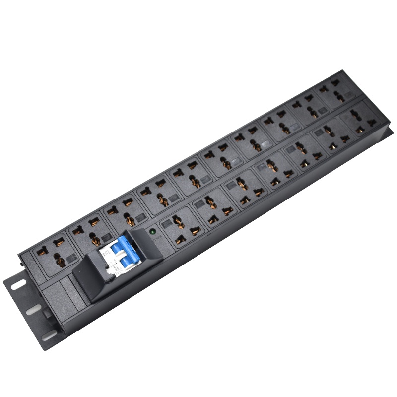 2u Rack Mounted Pdu Power Distribution Unit Power Strip 19 Inch Universal Socket 2 Meter