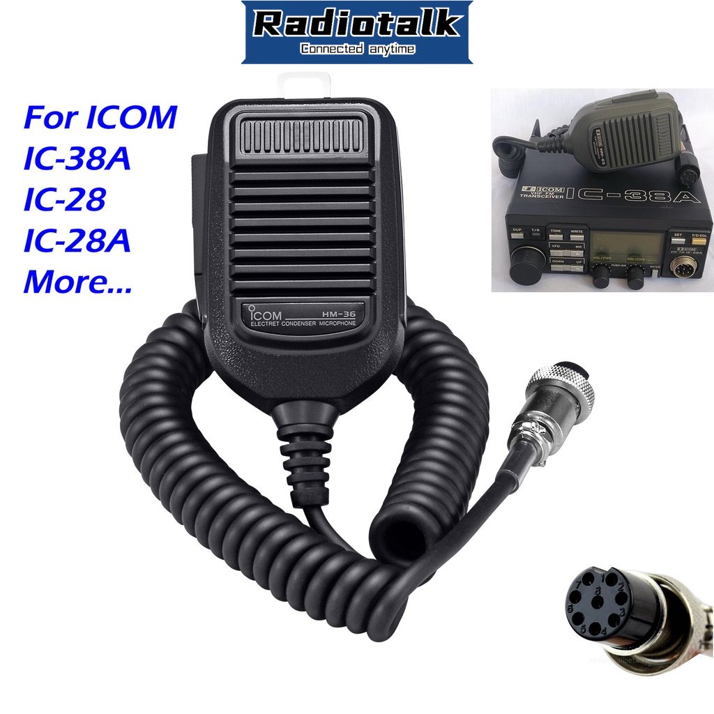 ICOM HM36 8-pin Hand Microphone For ICOM IC-28 IC-38 IC-7600 IC-7800 IC ...