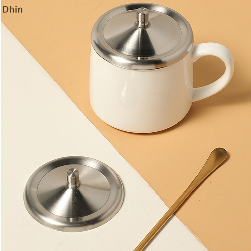 [Dhin] Cup Lids Cover Lid Mug Stainless Steel Covers Tea Coffee Metal ...