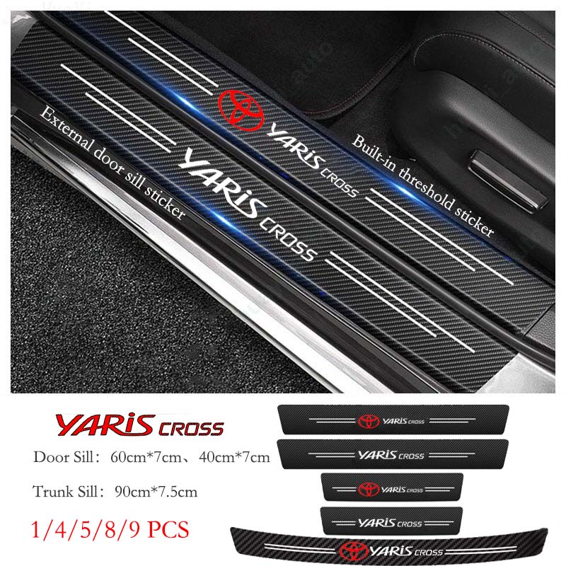 Toyota Yaris Cross Car Door Sill Sticker Anti-Scratch Carbon Fiber ...