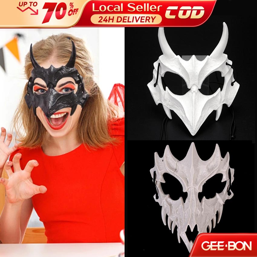 GEEBON Horror Mask Skeleton Half Face Mask Animal Demon Cosplay ...