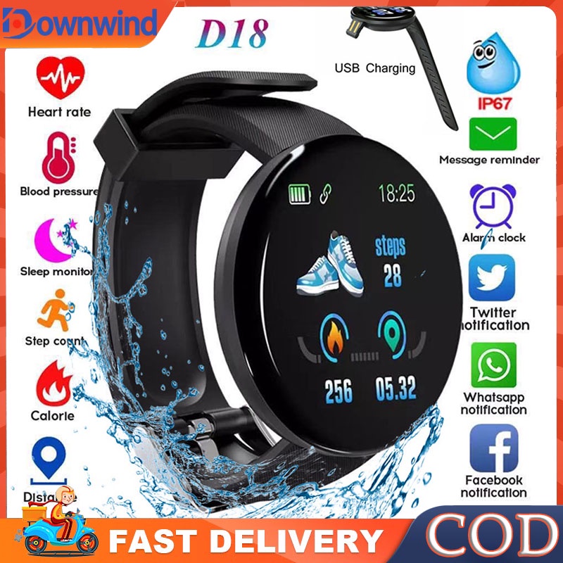 D18 Smart Watch Men Women Blood Pressure Smartwatch Sport Tracker ...
