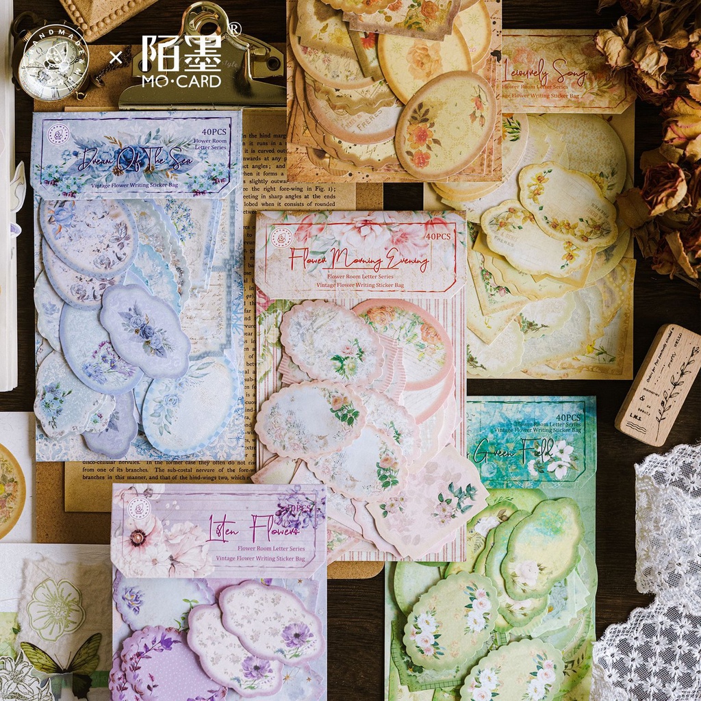 ENWEI 40 Pcs [Flower Room Letter Series] Vintage Journal Stickers ...