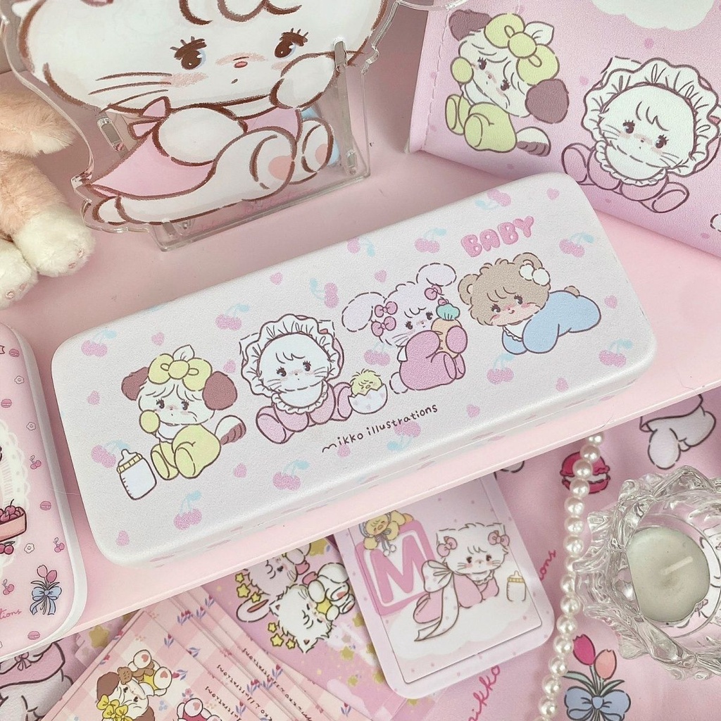 Mikko pu Leather Cartoon Myopia Glasses Case Student Glasses Girl Heart ...