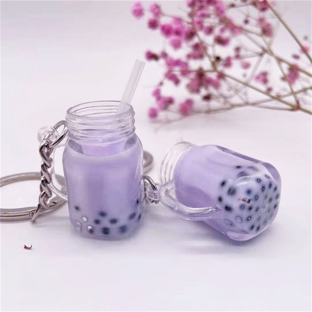 Mini Milk Tea Cup Keychain Cute Pearl Milk Tea Pendant Keyring for ...