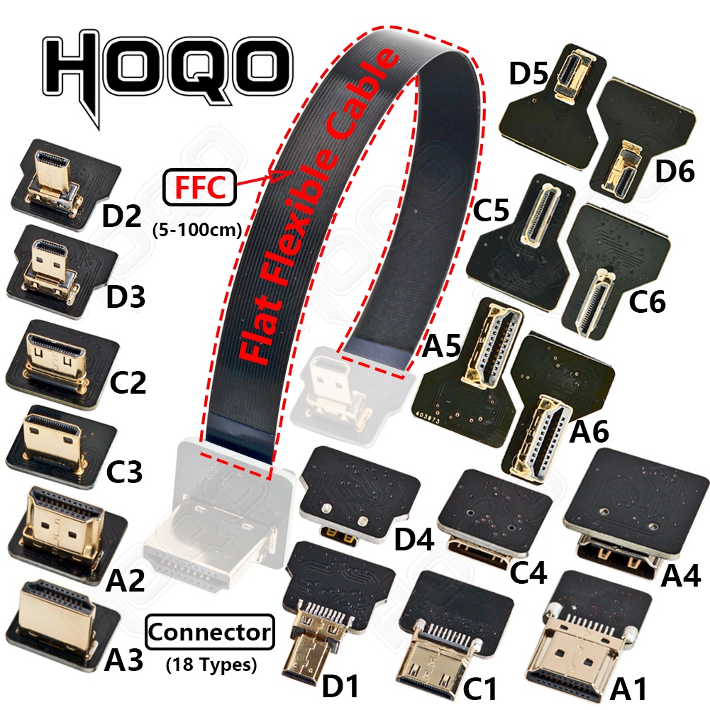 Ribbon FPV HDMI-Compatible Connector Flexible Flat Cable Raspberry Pi 4 ...