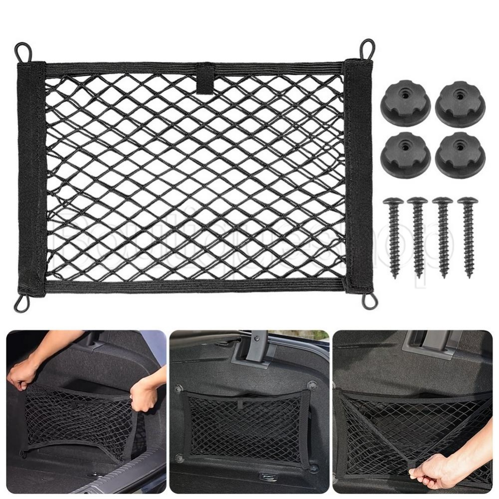 Car Rear Trunk Storage Net Bag Elastic String Double Layer Net Bag High ...