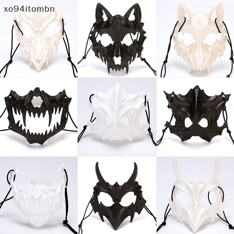 ito Party Mask Long Teeth Demon Samurai Skeleton Half Face Mask Wolf ...