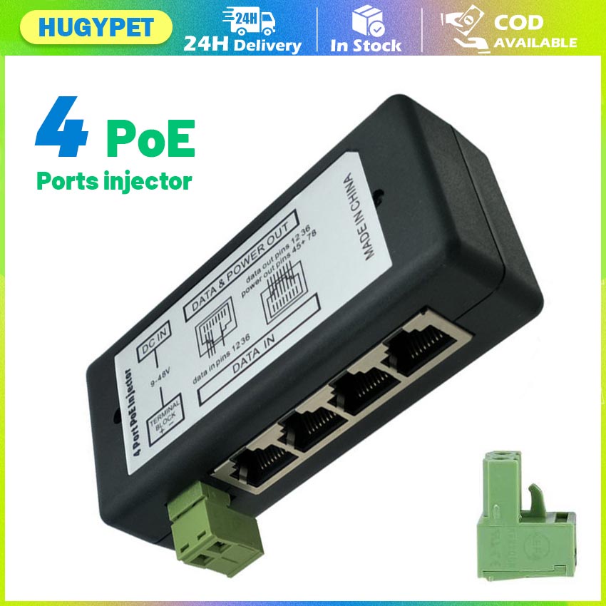 4 Port POE Injector for CCTV Surveillance IP Cameras Power Over ...