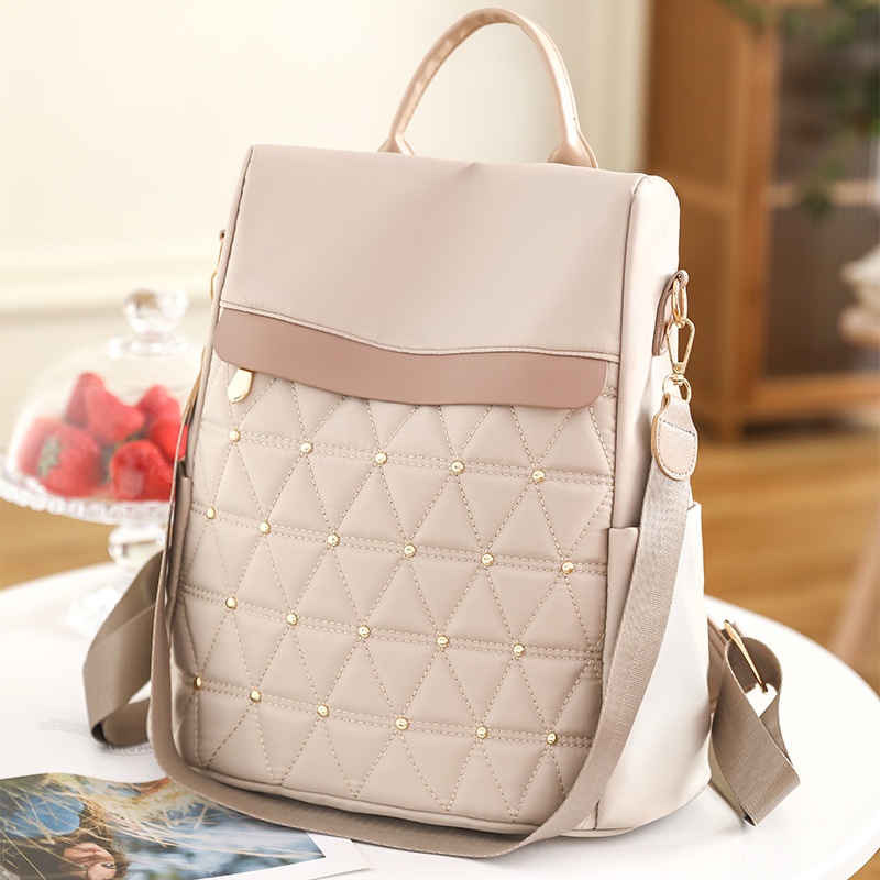 Oxford Cloth Backpack Women's Backpack New Rhombus Rivet Backpack ...
