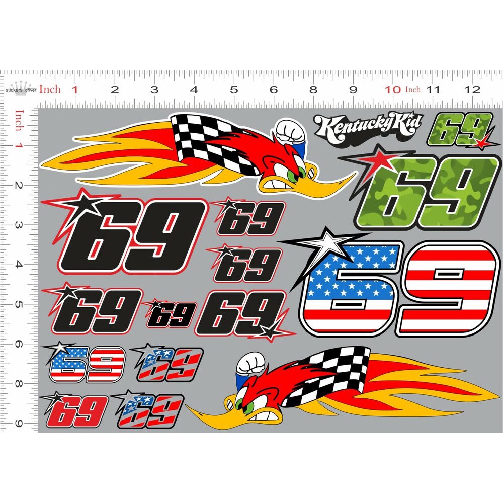 Nicky Hayden 69 USA Decals Stickers Honda Woody Woodpecker Kentucky Kid ...