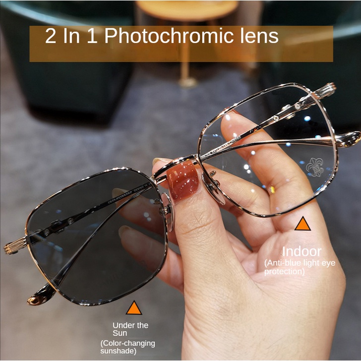 Photochromic Anti Radiation Glasses For Women Men Metal Replaceable ...