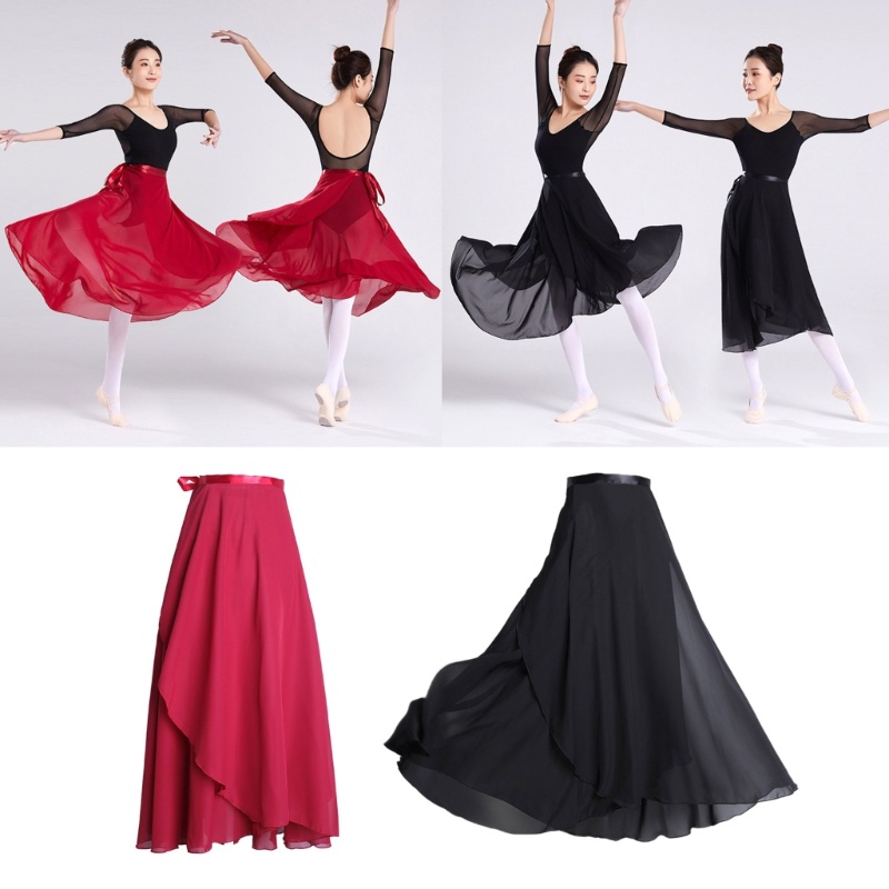 Womens Ballet Long Dance Skirt with Tie Waist Chiffon Dance Skirts for ...