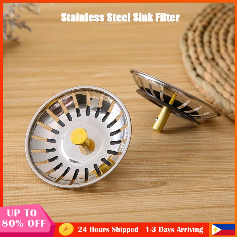 Household Stainless Steel Sink Filter Waste Catcher Stopper Bathroom ...