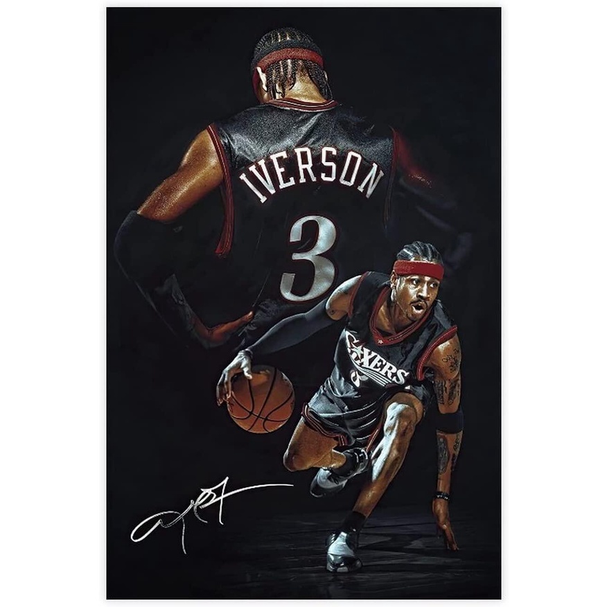 Allen Iverson Poster Basketball Portrait Art Picture Canvas Bedroom ...