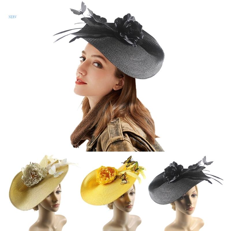 NERV Derby Hat Headband for Cocktail Tea-Party Wide Brim Female ...