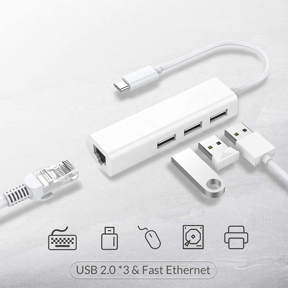 Computer Network Card USB to RJ45 Ethernet 100M USB C to RJ45 Ethernet ...