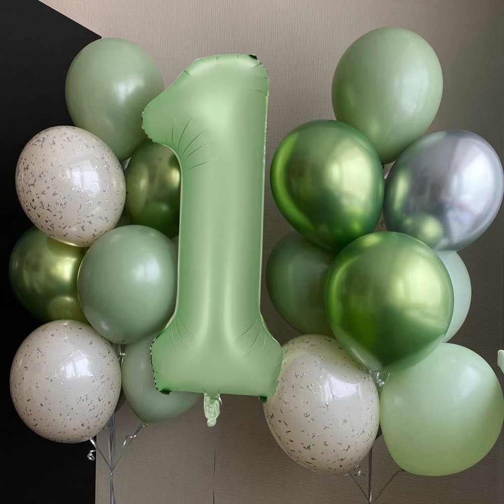 1set Retro Green Number Balloon for Adults Kids Happy Birthday Party ...