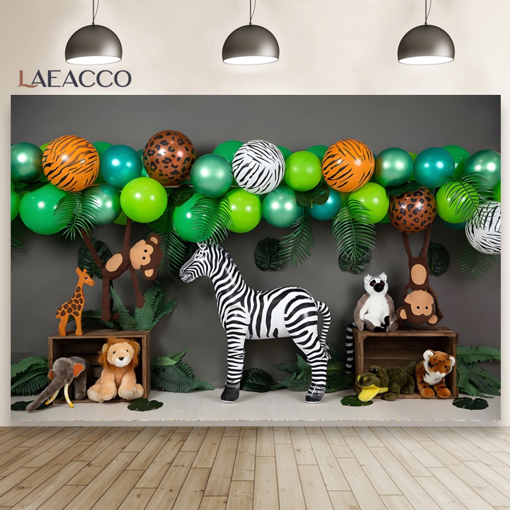 Photography Background Wild Animals Balloons Child 1st Birthday Party ...