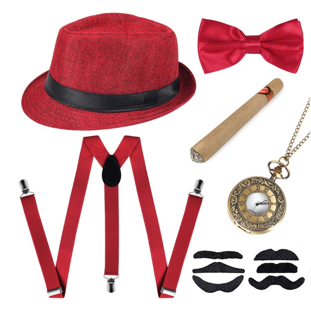 1920 Gatesby Party Gangster Bandit Dress Up Black Top Hat Retro Pocket ...