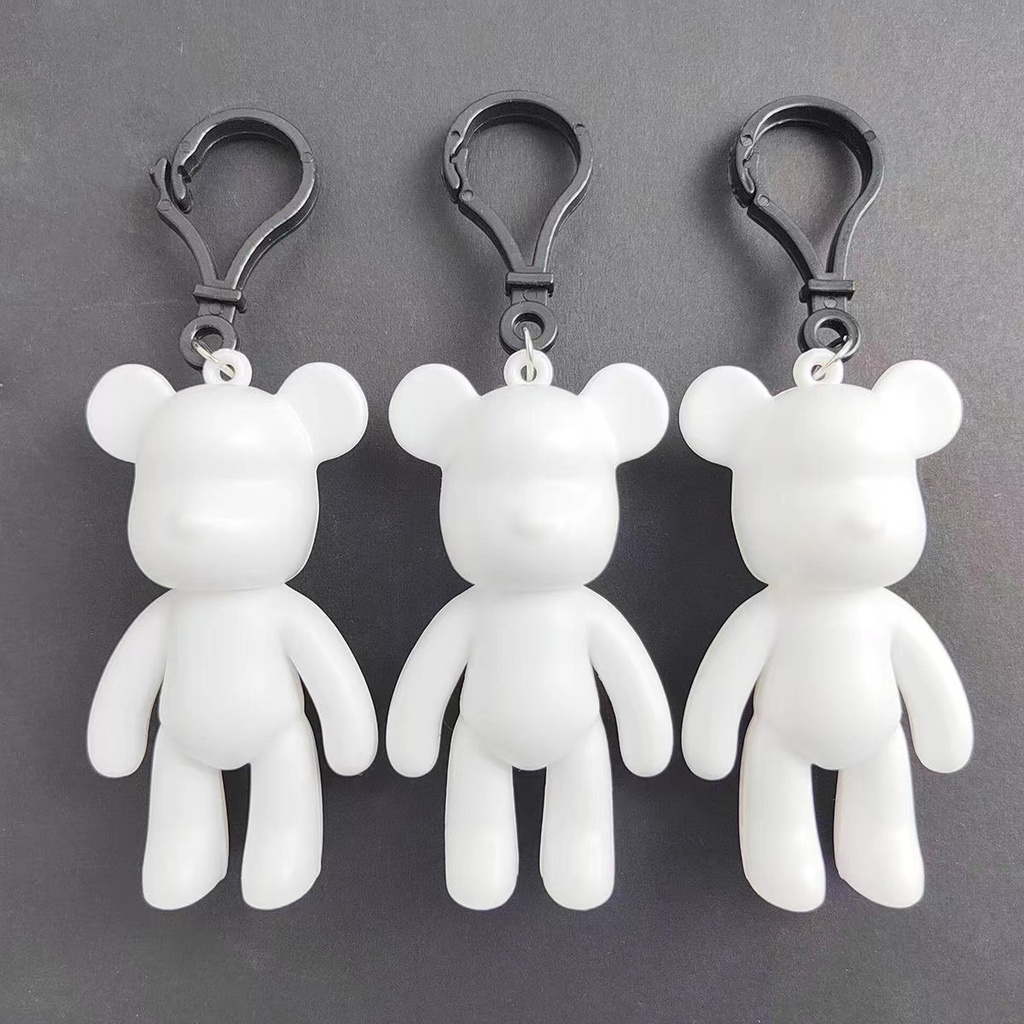 Handmade diy Keychain Graffiti Violent Bear Toy Do-it-yourself Coloring Bear White Embryo ...
