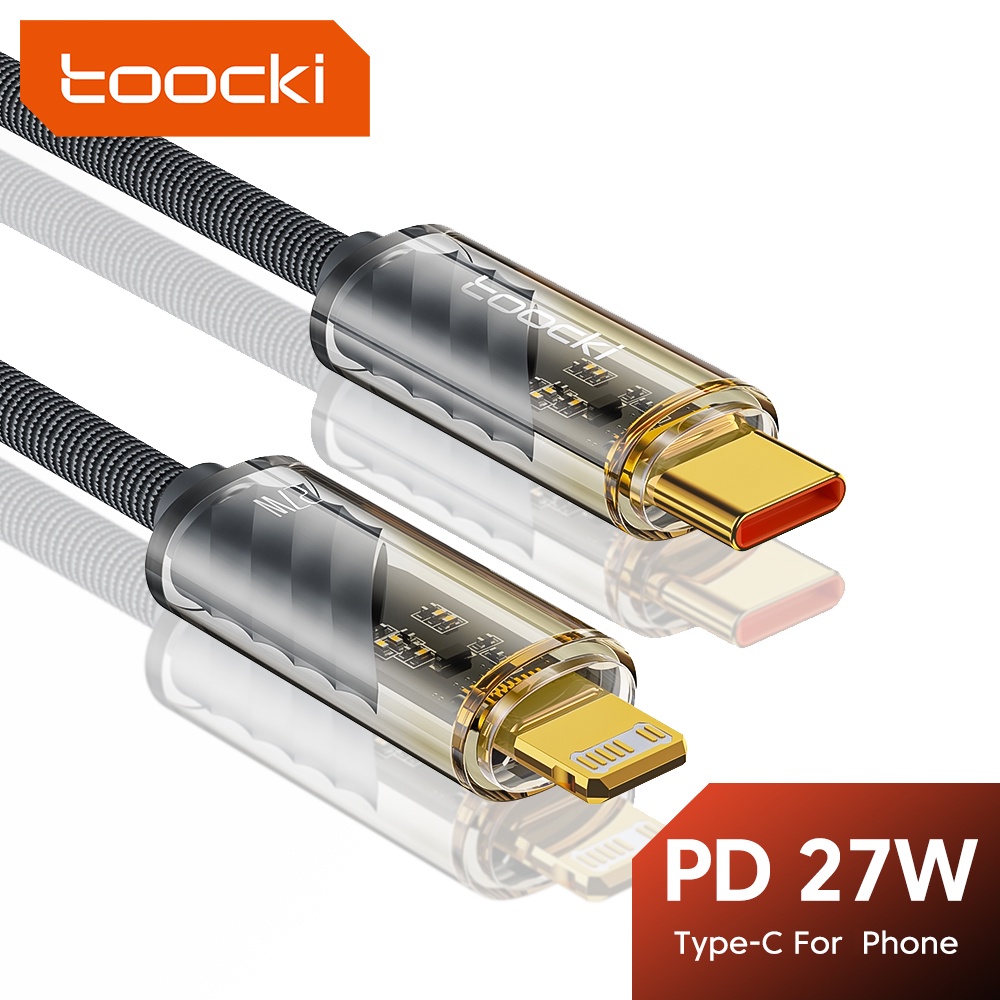 Toocki Pd 27w USB C Cable Transparent Type To Ios Fast Charging Data ...