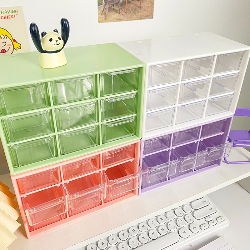 Desktop Plastic Organizer with 9 Mini Drawers, School Teacher Toolbox ...