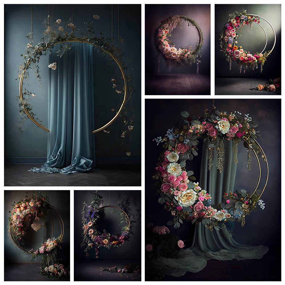 NEW Photography Backdrop Vintage Gold Ring Flower Curtain for Maternity ...