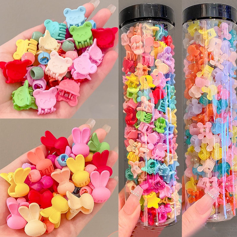 100Pcs/Set Mini Grip Clips Korean Cute Cartoon Small Hair Clip Kids ...