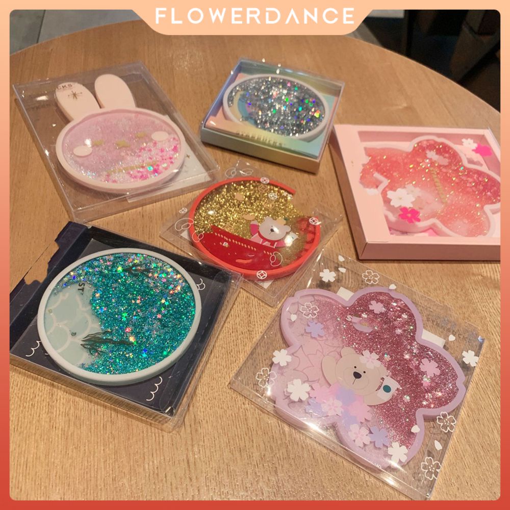 Acrylic Coaster Pvc Rabbit Quicksand Coaster Ocean Fish Scale Coaster ...