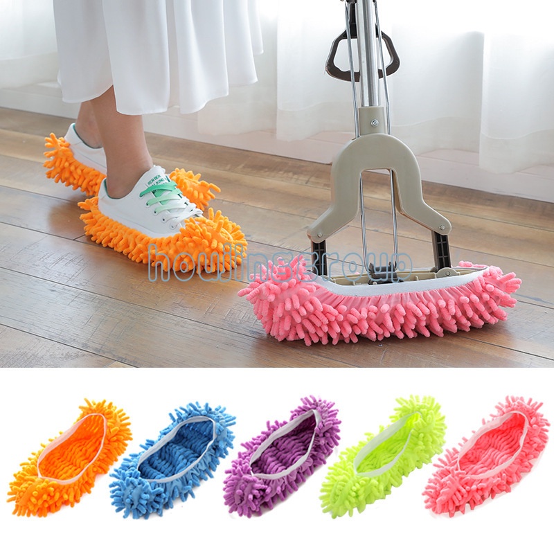 2 in 1 Dust Mop Slipper Shoe Rag Mop Microfiber Floor Dust Cleaning Rag ...