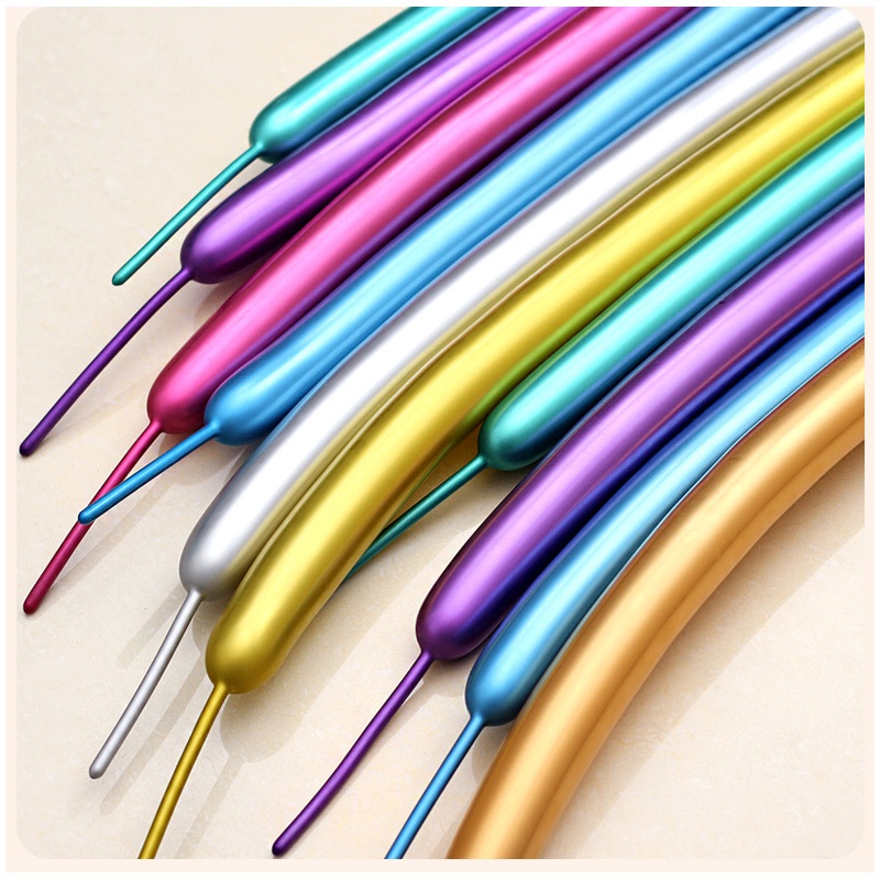 5/10/15/20pcs Magic Metal Balloon Latex Balloons Long Shape Metallic ...