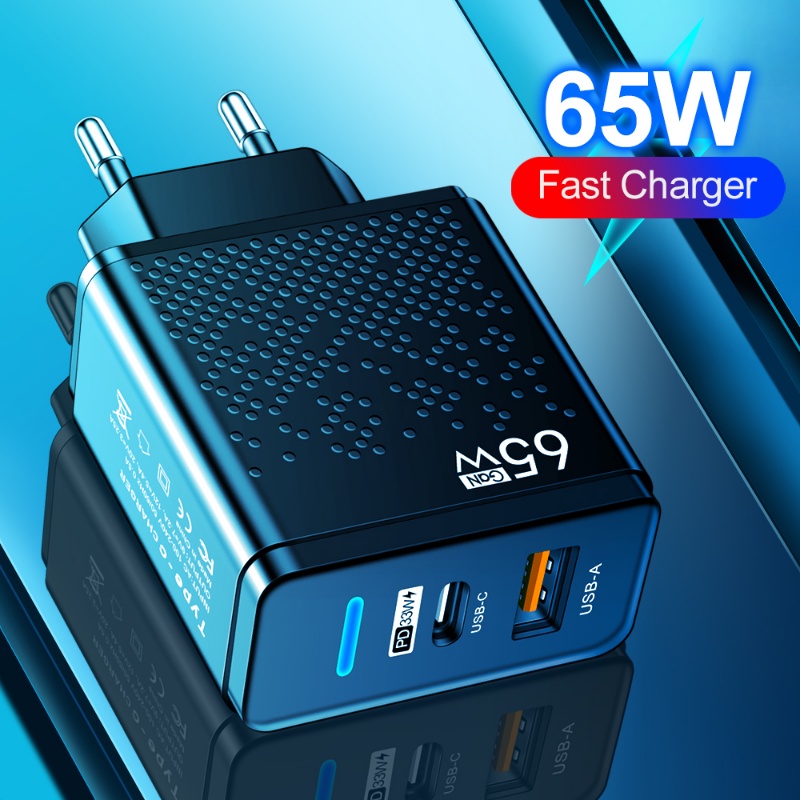 65W Portable ABS EU/US/UK GaN Type C Cell Phone Charger Home Office ...