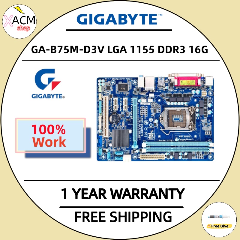 Used Gigabyte GA-B75M-D3V Original Motherboard LGA 1155 DDR3 16G B75 ...