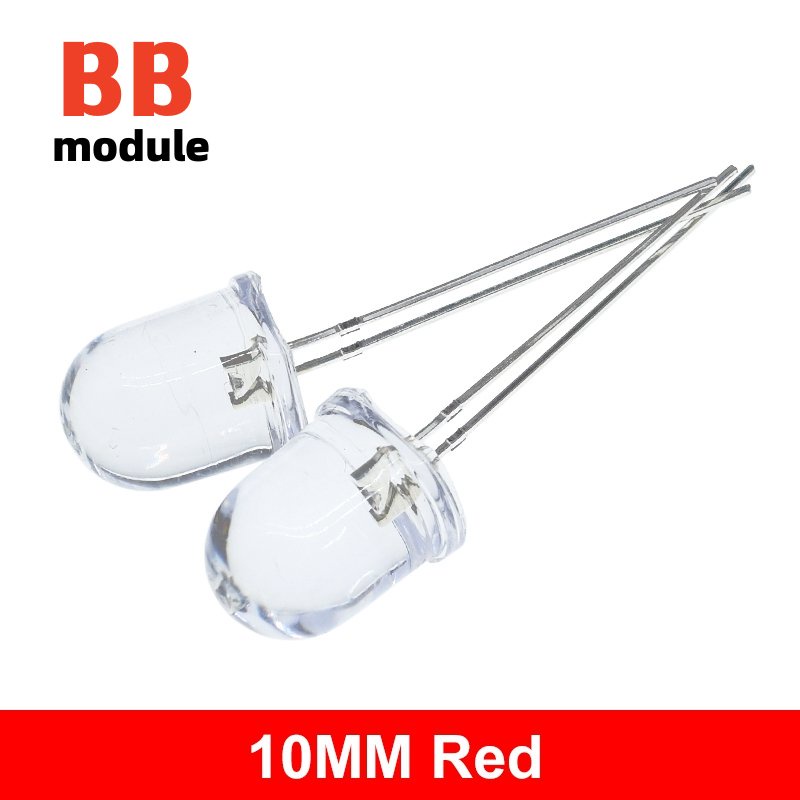 10PCS/LOT 10mm LED 5 Colors Red Blue Yellow Green White Transparent ...