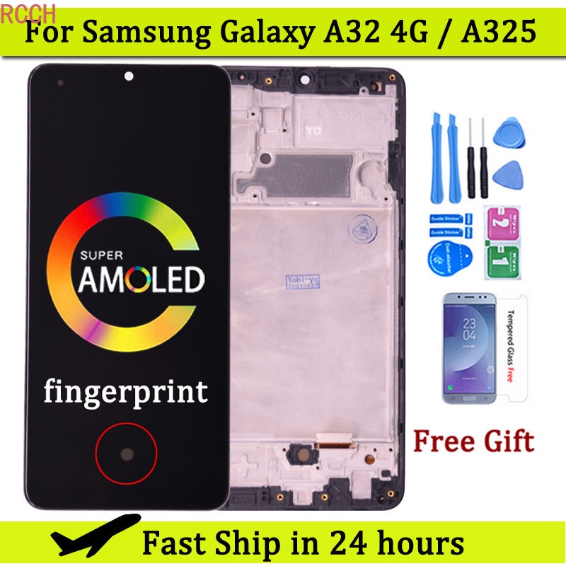Super AMOLED For Samsung Galaxy A32 4G LCD For Samsung A325 A325F SM-A325F/DS LCD Display Frame ...
