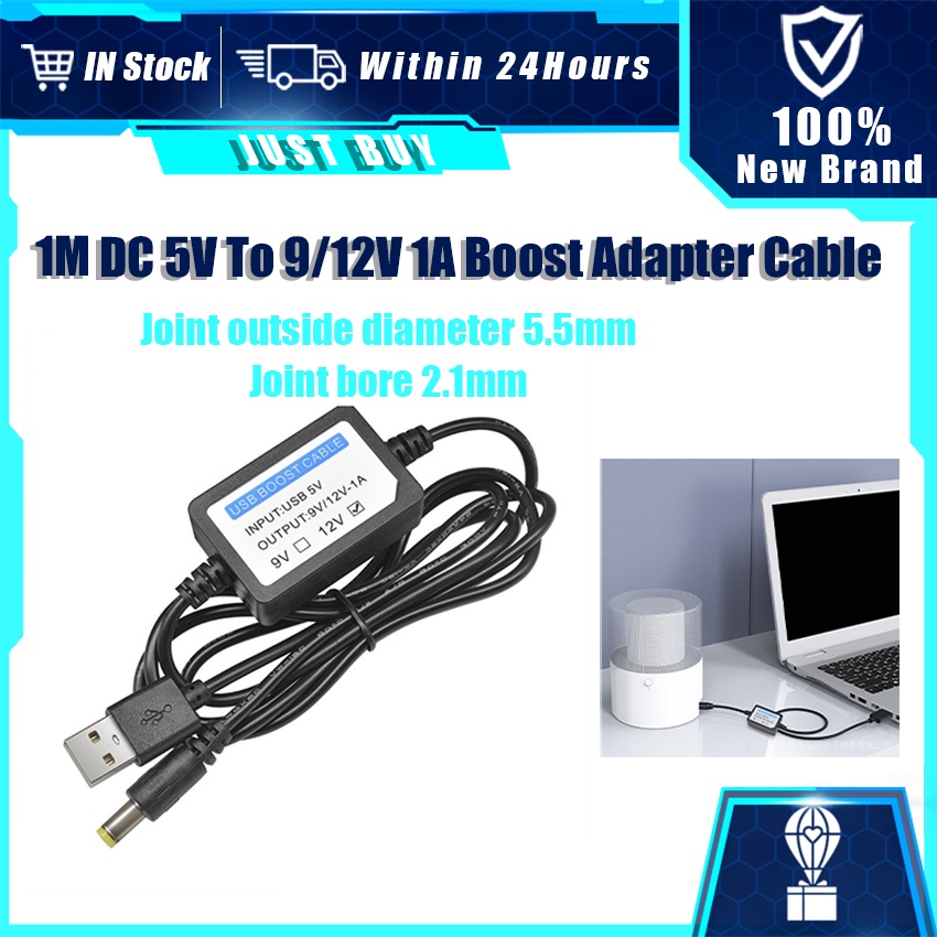 1M USB Power Boost Line DC 5V to 9V/12V 1A Practical Boost Adapter Cable Conversion Cable Module ...
