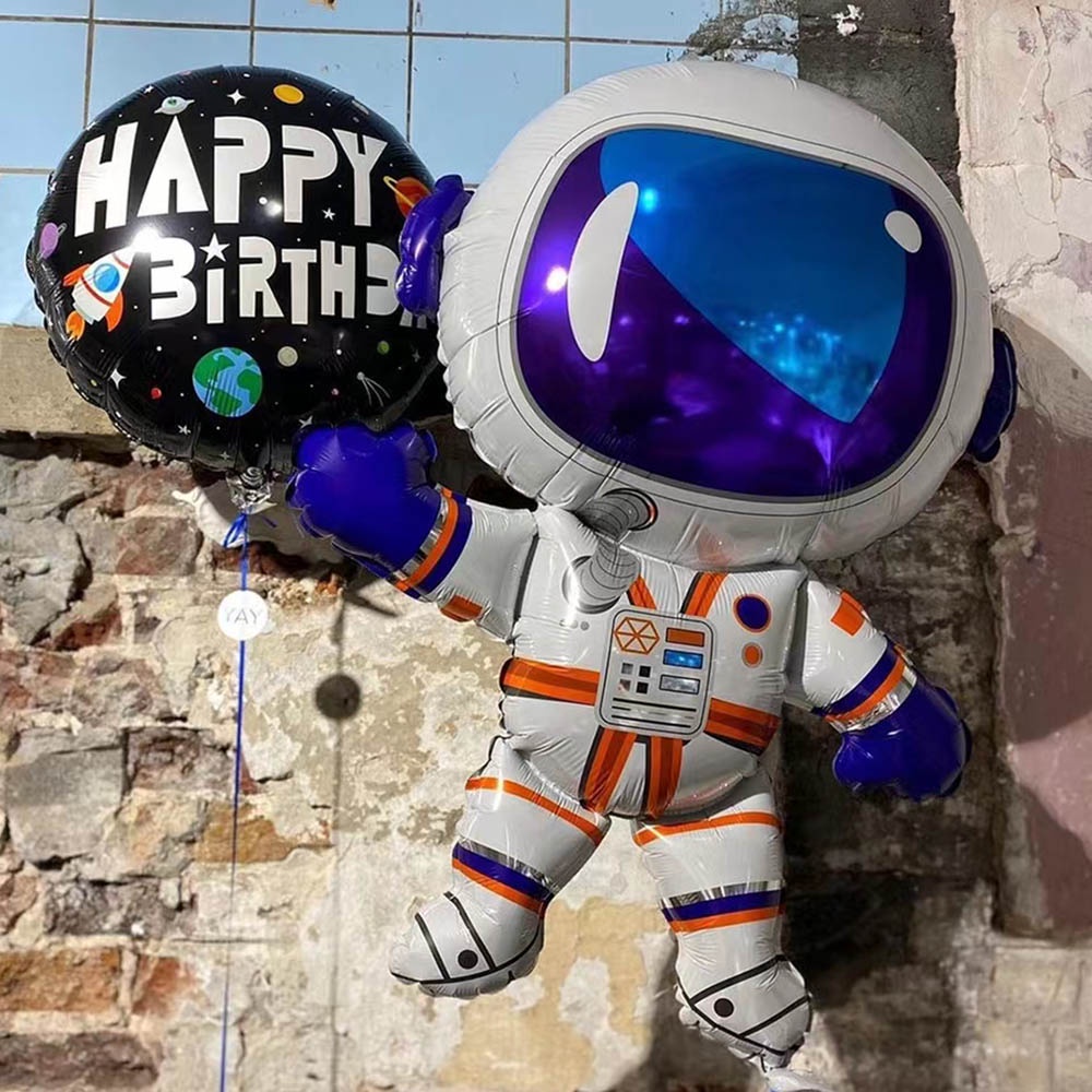Spaceman Rocket Happy Birthday Party Decoration Balloon Banner ...