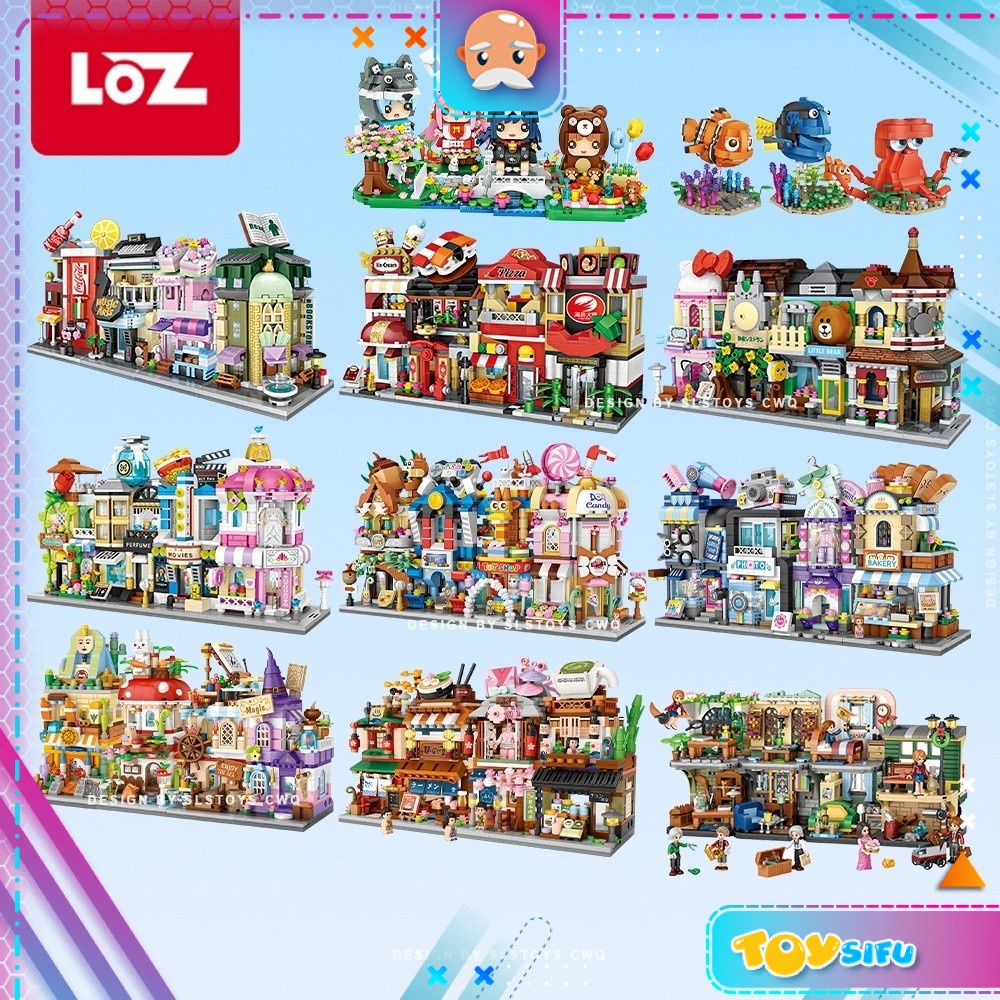 LOZ IDEAS Mini Block Commercial Street Shop Japanese Cartoon Character ...