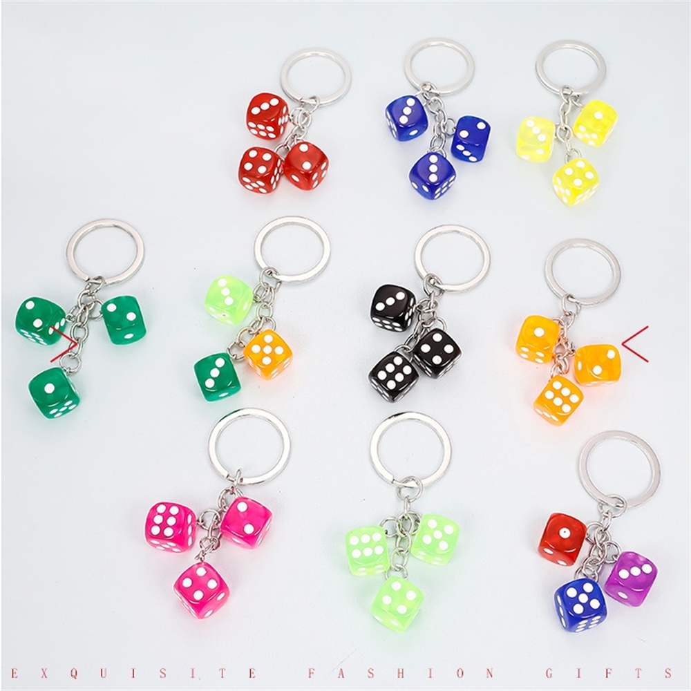 Colorful Dice Shape Keychains Creative Acrylic Dice Pendant Keyrings ...