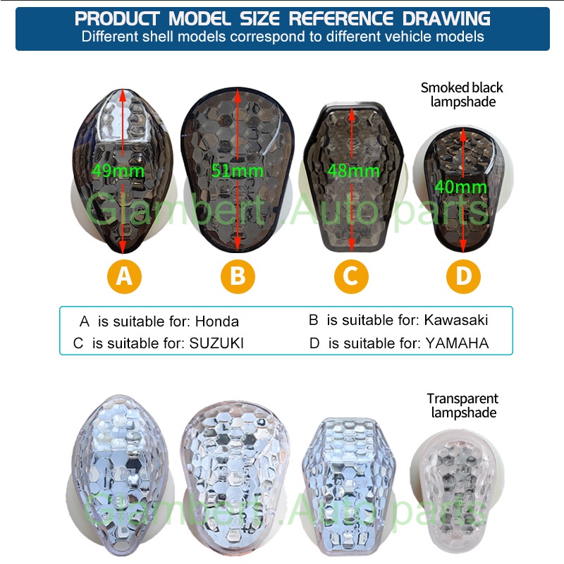 2PCS /set LED Motorcycle Signal Indicator Truck Side Lights Brake ...