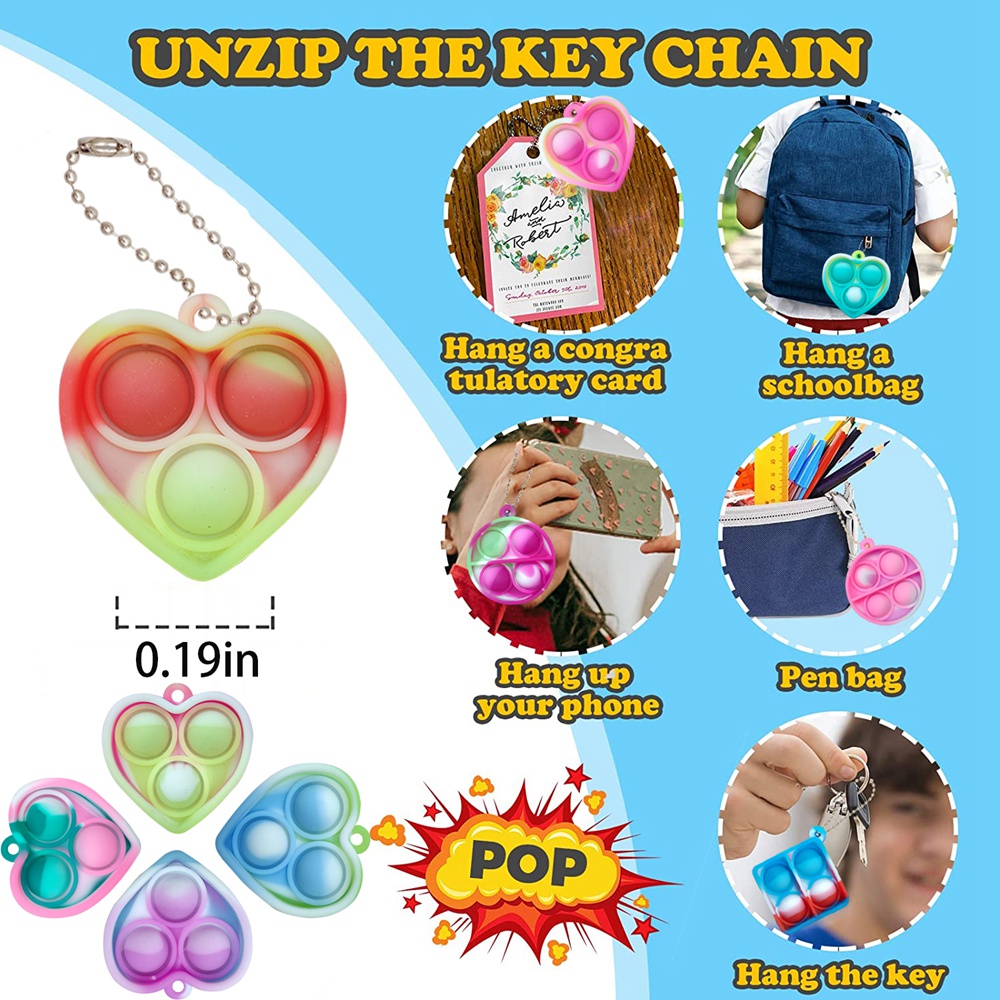 12 Pcs Pop Fidget Toys Its Party Favors for Kids,Mini Pop Keychain Fidget Toy Bulk Toddler Toys ...