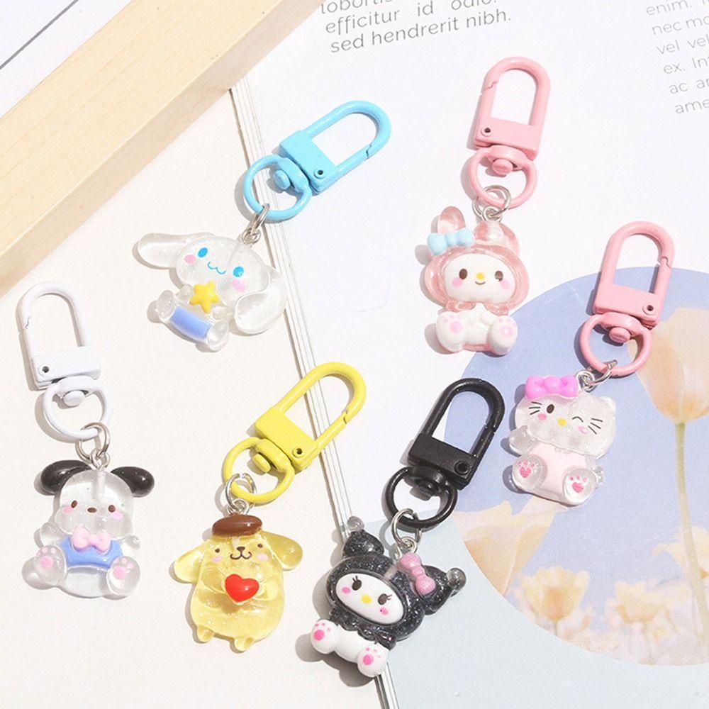 Resin Cartoon Sanrio Keychian Cinnamoroll Kuromi Key Ring Cute Resin Student Pendant Couple ...