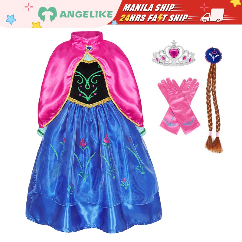 ANGELIKE Anna Dress for Kids Girl Princess Costume Kids Cosplay Dress ...