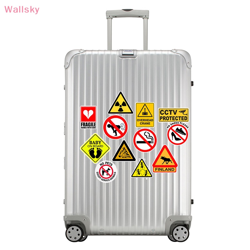 Wallsky> 50pcs Cartoon Warning Stickers Danger Banning Skateboard ...