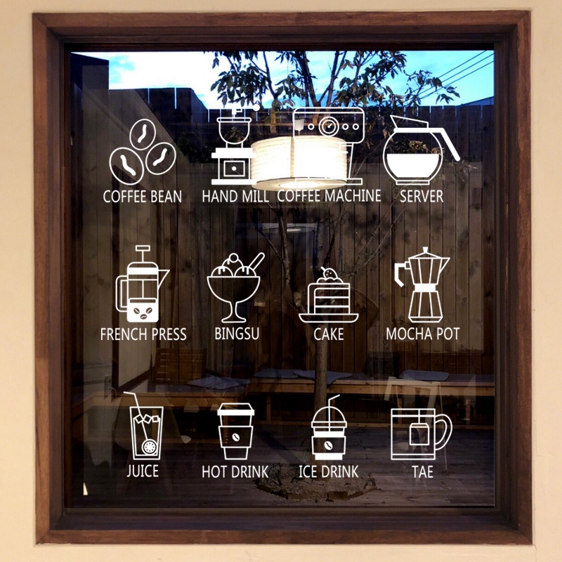 Coffee Cup Milk Tea Shop Window Sticker Cafe House Bean Ice Cream ...