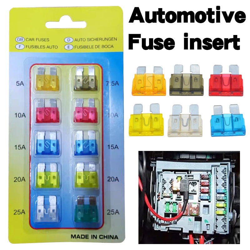 10PCS Car Electric Fuse Standard Auto Blade 5A 7.5A 10A 15A 20A 25A 30A ...